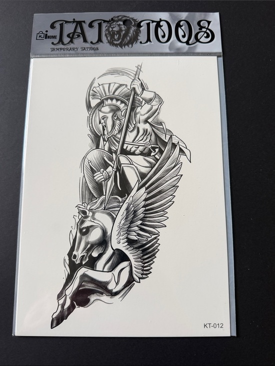 inome | Other | T2 Temporary Tattoo Pegasus Warrior Art Black | Poshmark